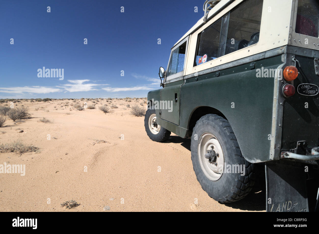 Africa, Tunisia, nr. Douz. Land Rover Series 2a in the Sahara desert ...