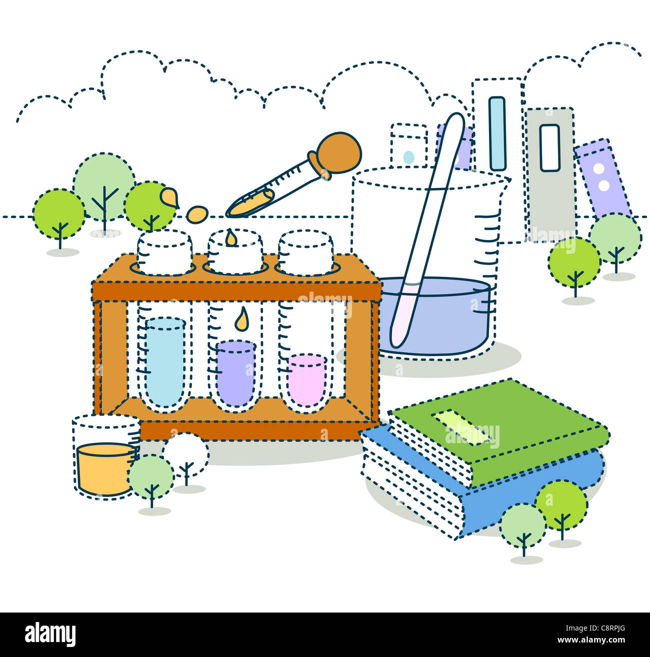 Illustration of a scientific experiment in laboratory Stock Photo - Alamy