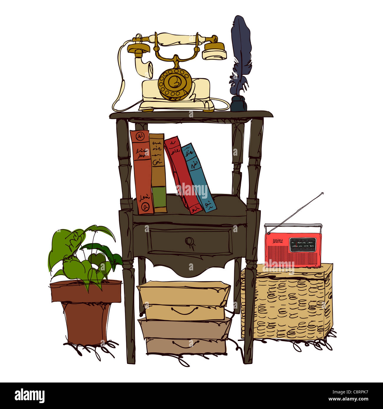 Retro Phone And Transistor Stock Photo - Alamy