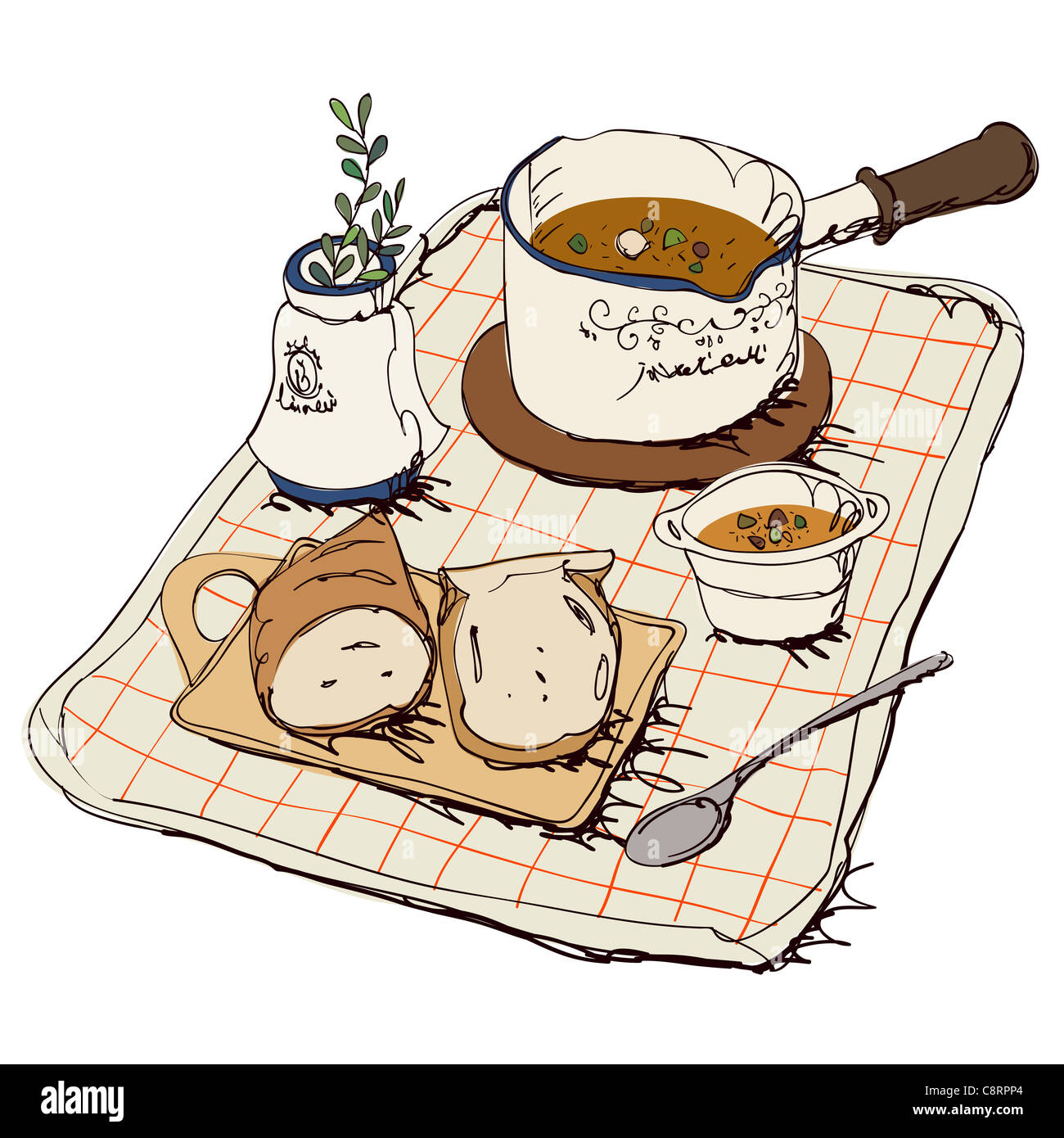 Soup On White Background Stock Photo - Alamy