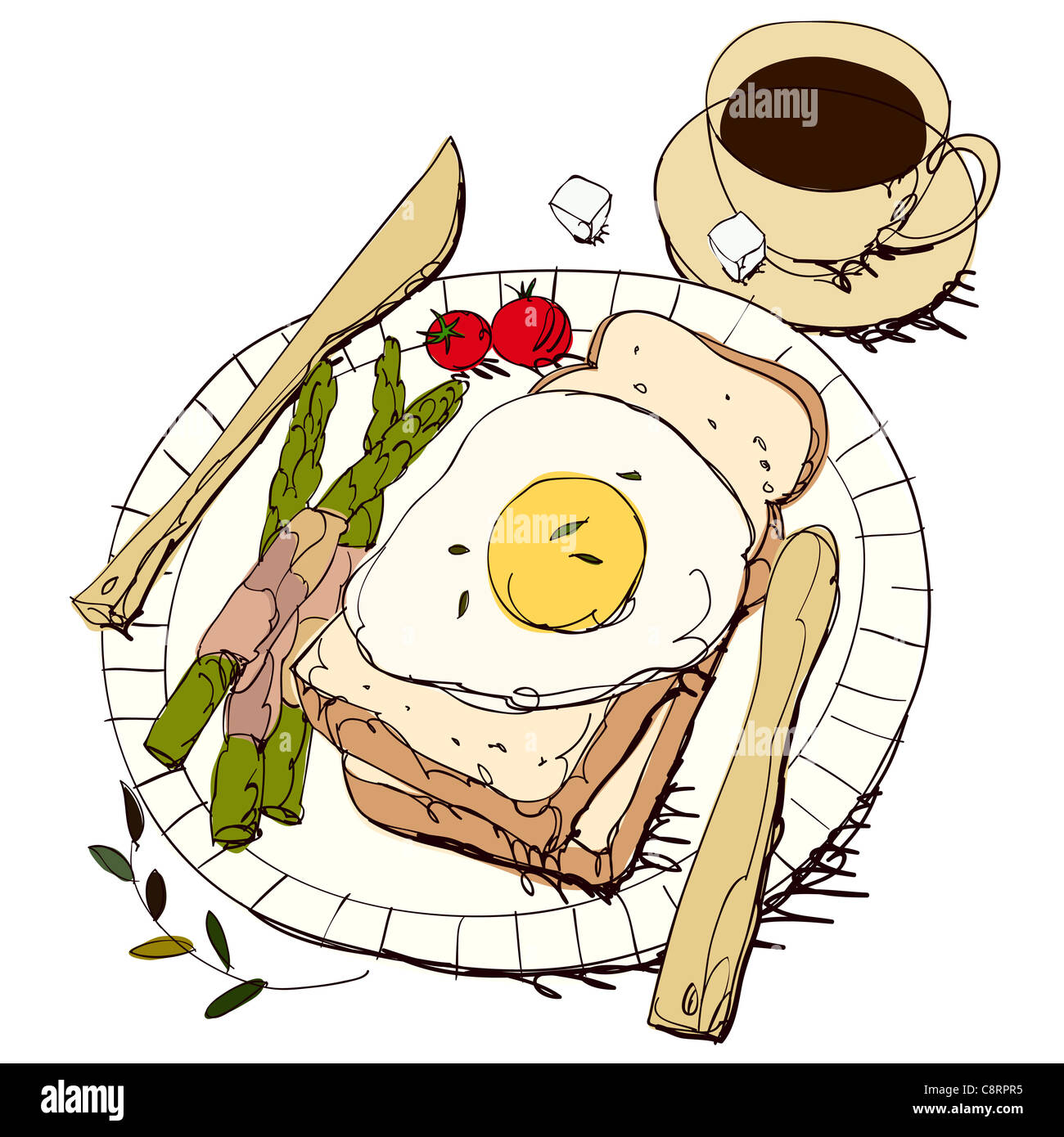 Morning Breakfast On White Background Stock Photo - Alamy