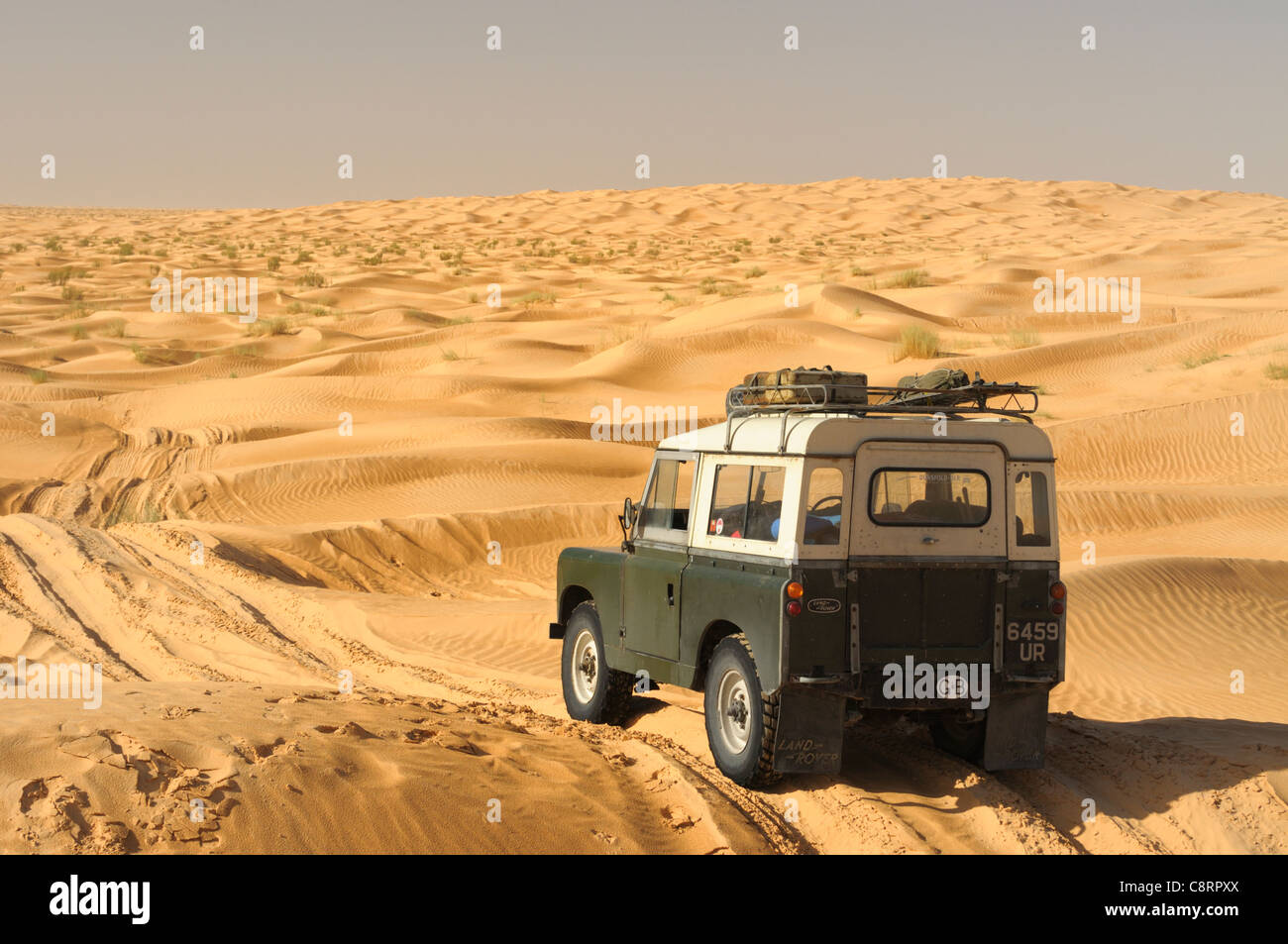 Africa, Tunisia, nr. Tembaine. A historic Land Rover Series 2a ...
