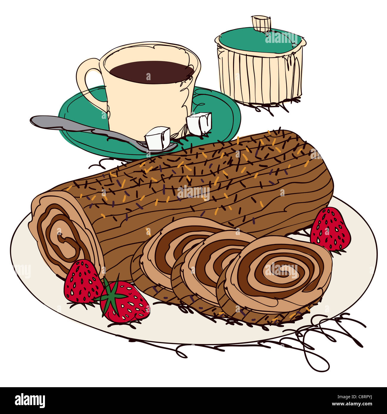 Morning Breakfast On White Background Stock Photo - Alamy