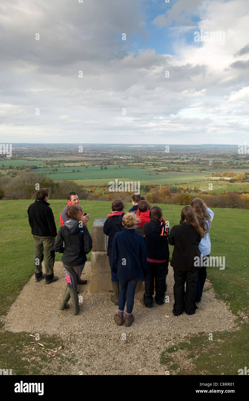 Group of people around a topograph or toposcope on Coombe Hill with a ...