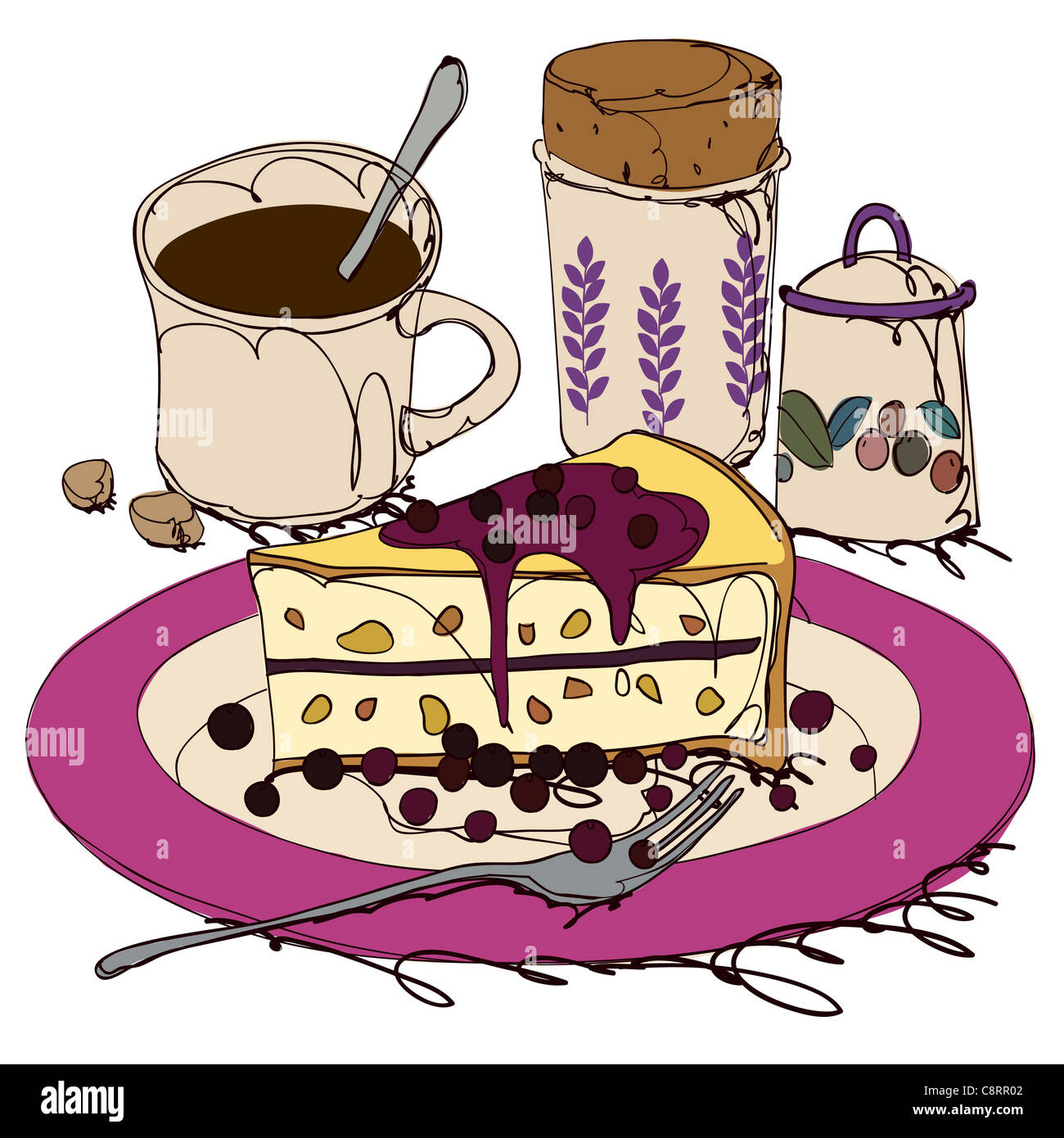 Morning Breakfast On White Background Stock Photo - Alamy