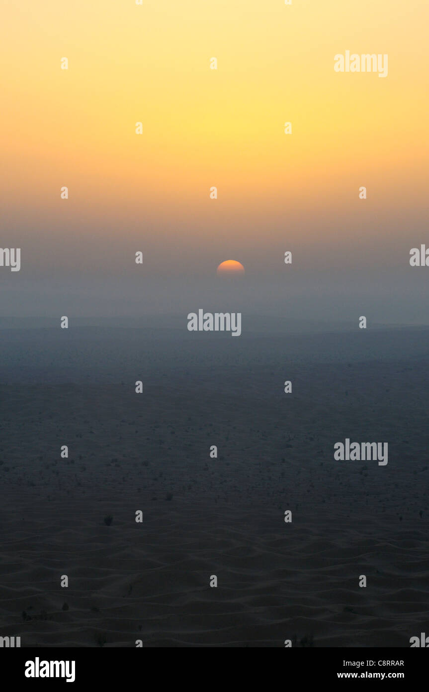 Africa, Tunisia, Tembaine. Sunrise view from one of the Tembaine peaks ...