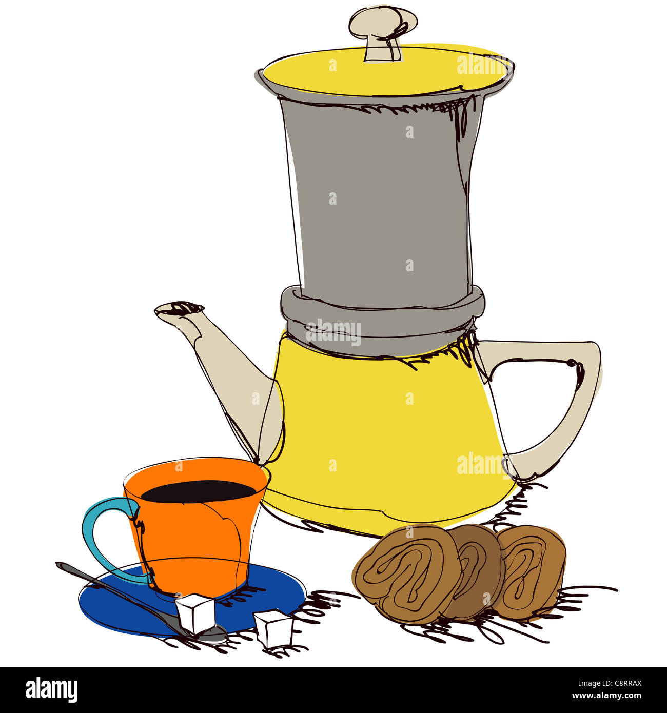 Tea Pot And Coffee Cup Stock Photo - Alamy