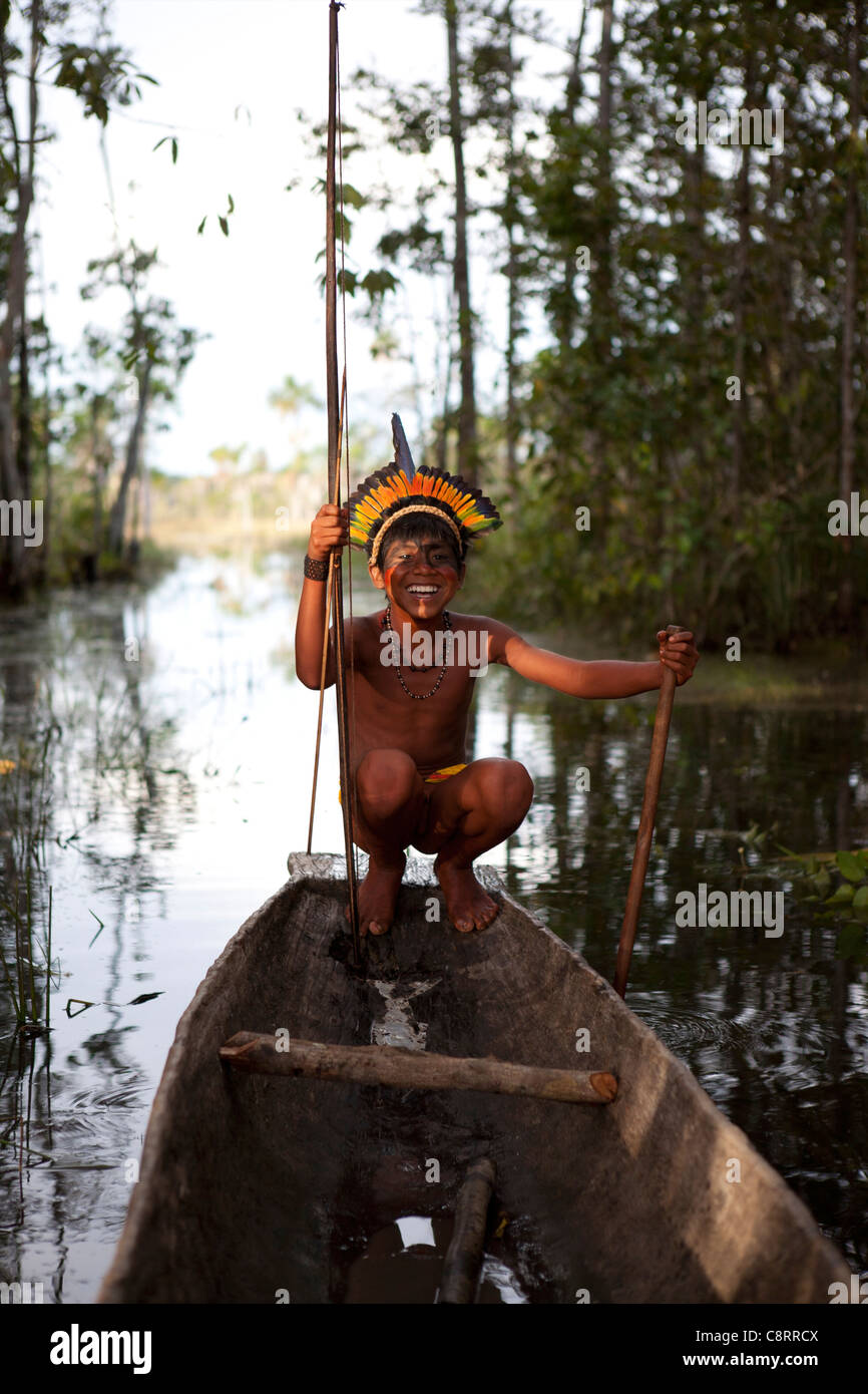 Xingu indians in the Amazone, Brazil Stock Photo - Alamy