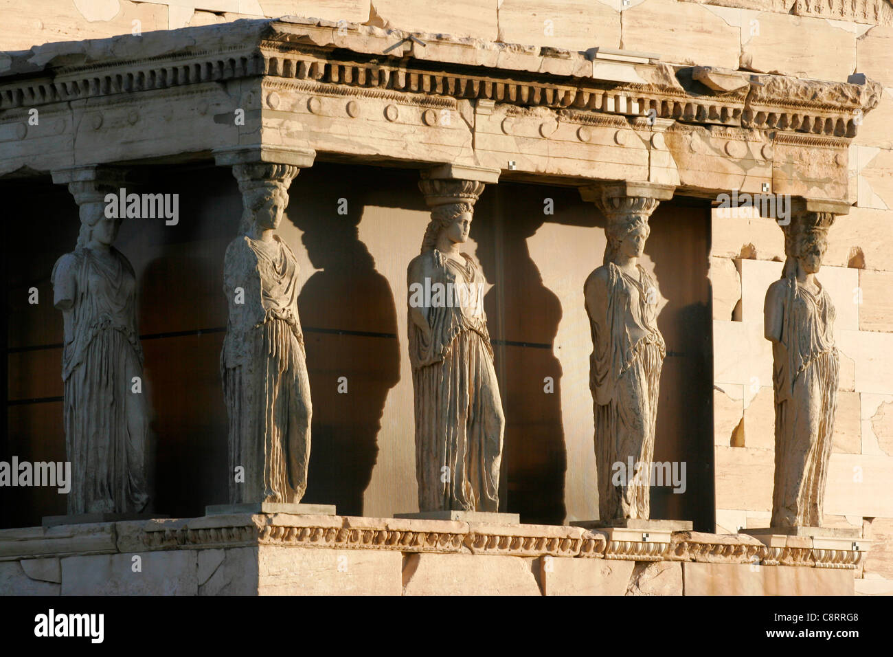 The southern balcony of the Erechtheion with the famous Caryatids Stock ...