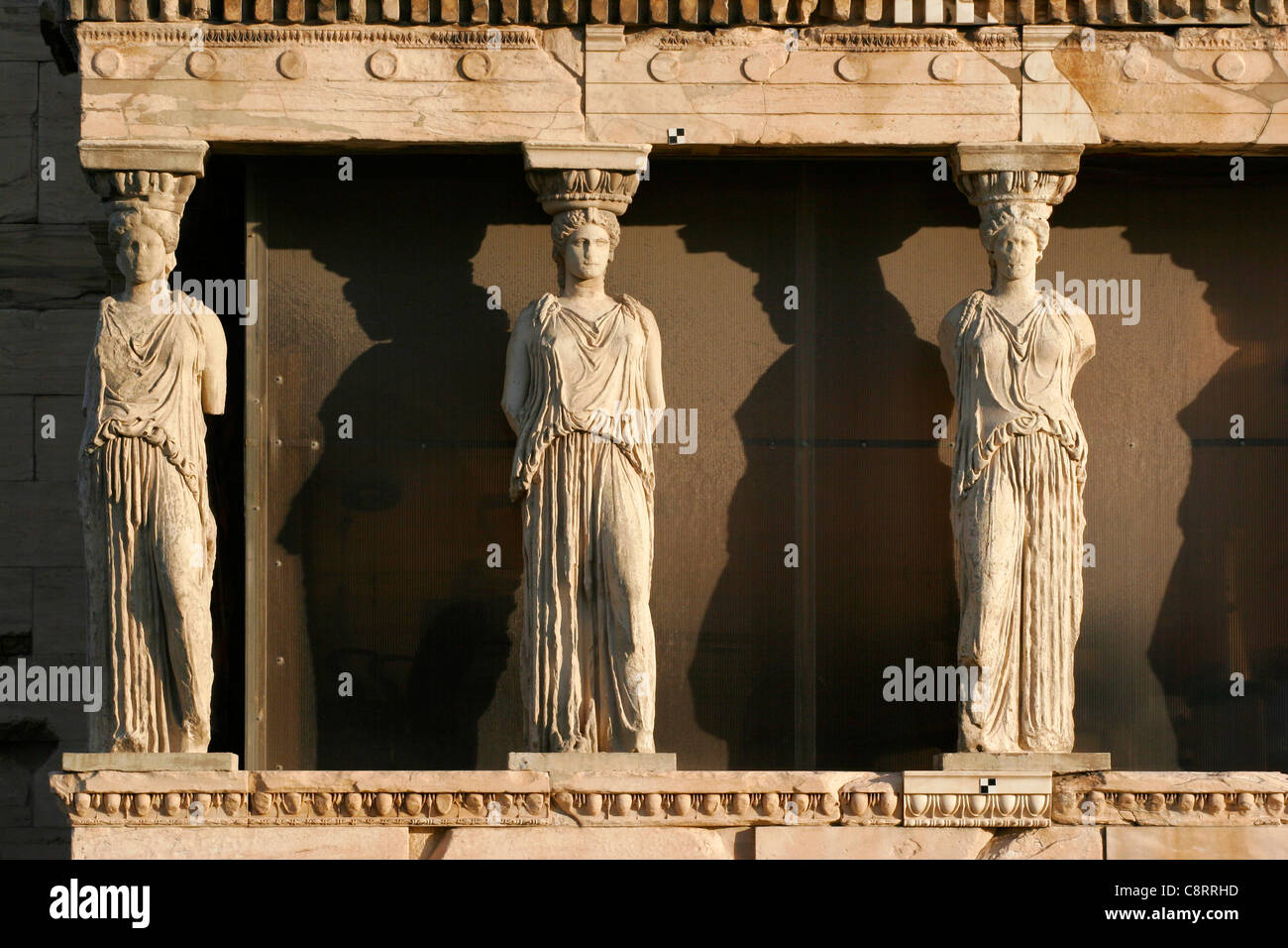 The southern balcony of the Erechtheion with the famous Caryatids Stock ...