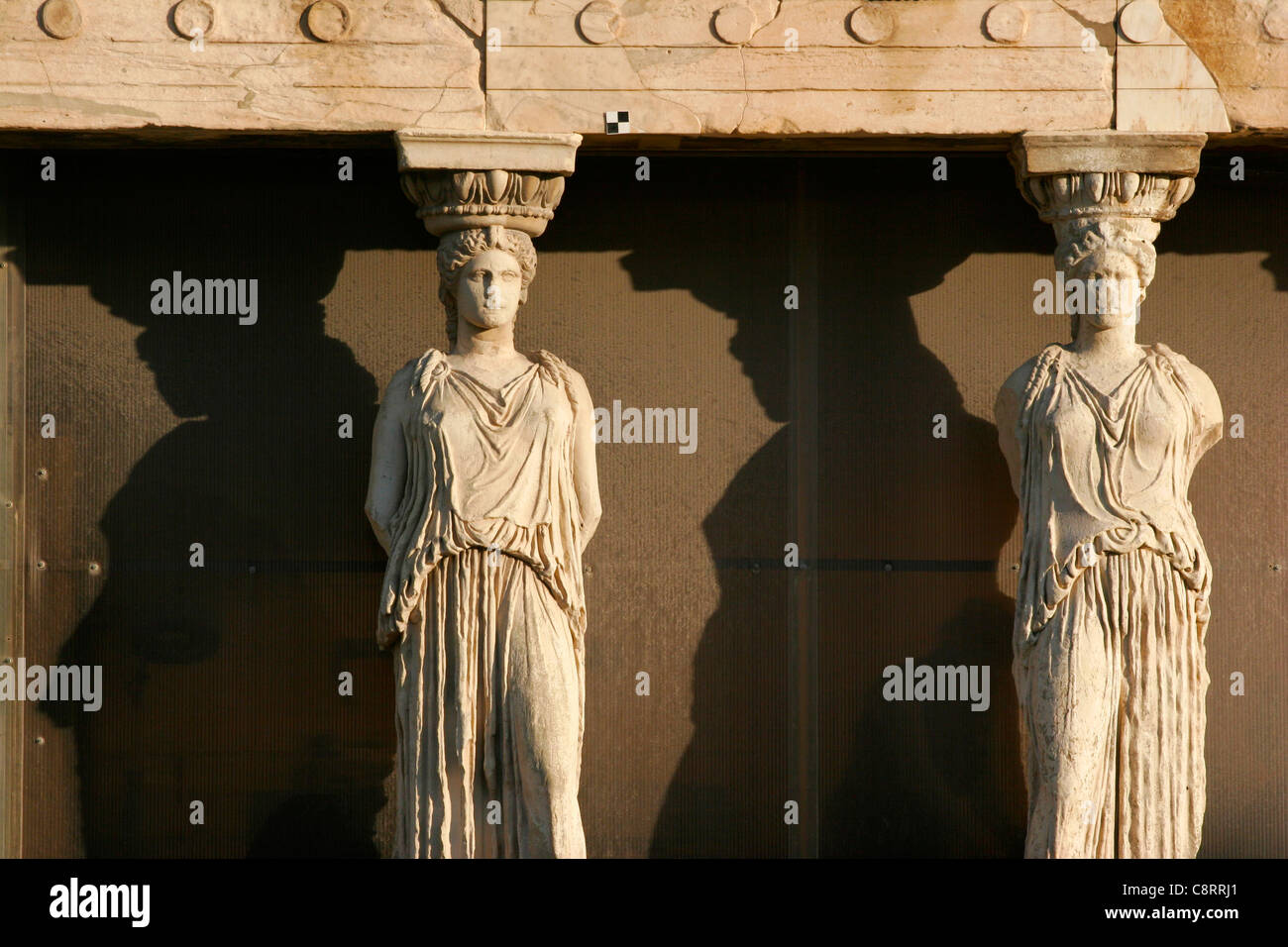 The southern balcony of the Erechtheion with the famous Caryatids Stock ...