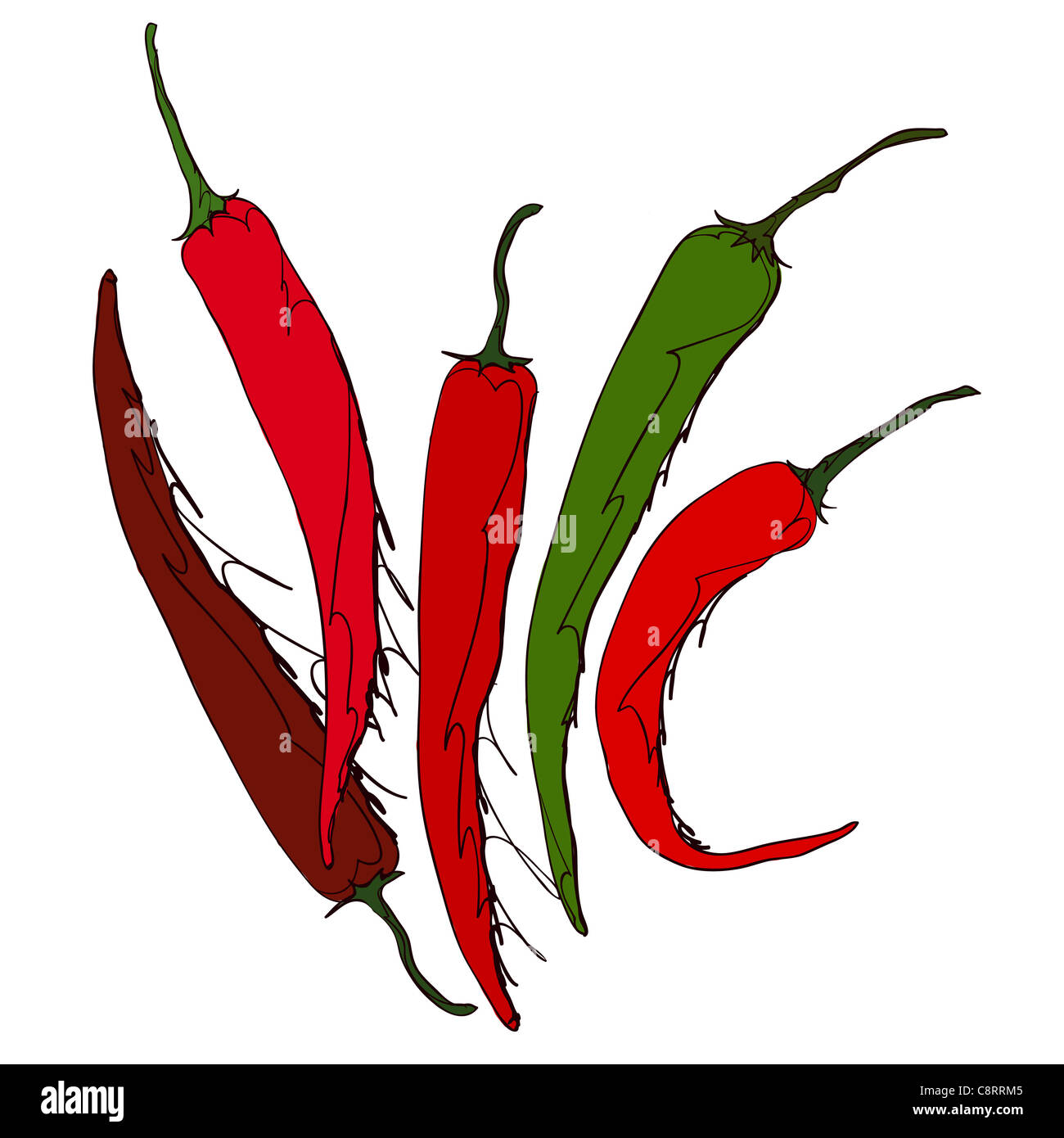 Illustration green chili on Cut Out Stock Images & Pictures - Alamy