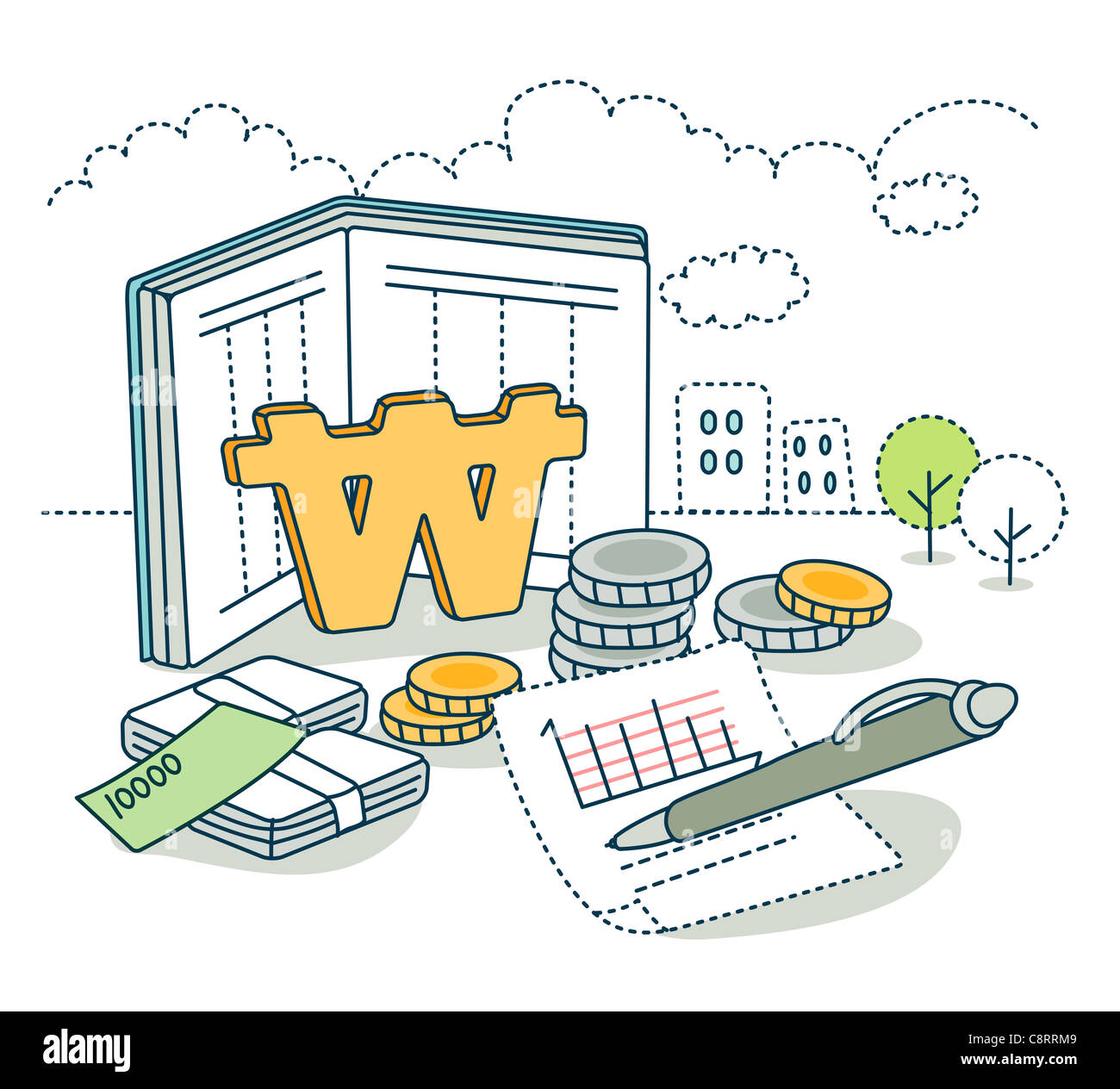 Illustration of Korean currency symbol Stock Photo - Alamy