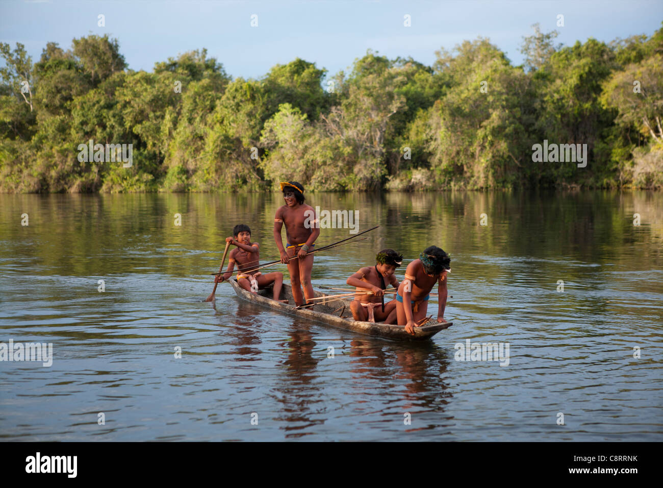 Xingu indians in the Amazone, Brazil Stock Photo - Alamy