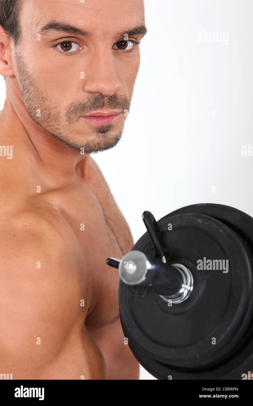 man lifting weight Stock Photo - Alamy