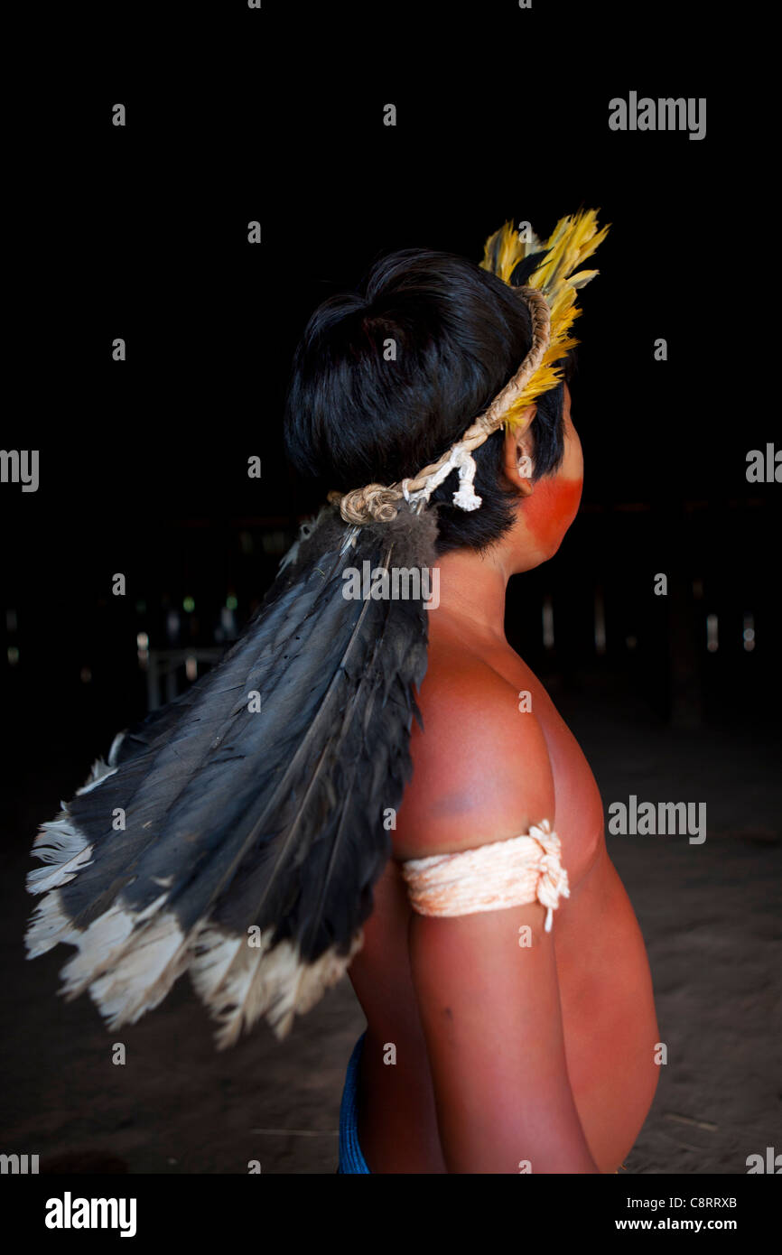 Xingu indians in the Amazone, Brazil Stock Photo - Alamy