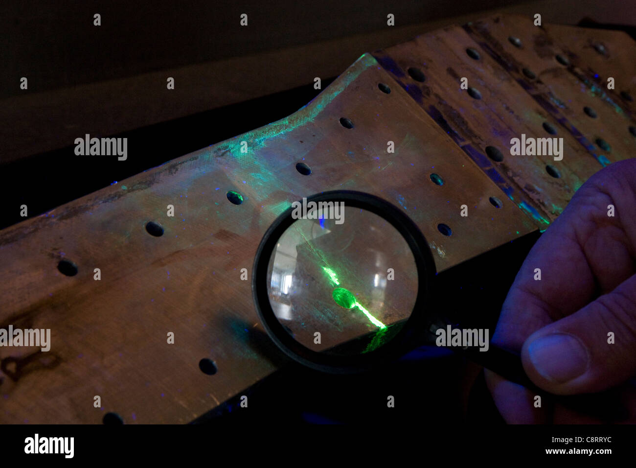aircraft maintenance fluorescent crack testing Stock Photo - Alamy