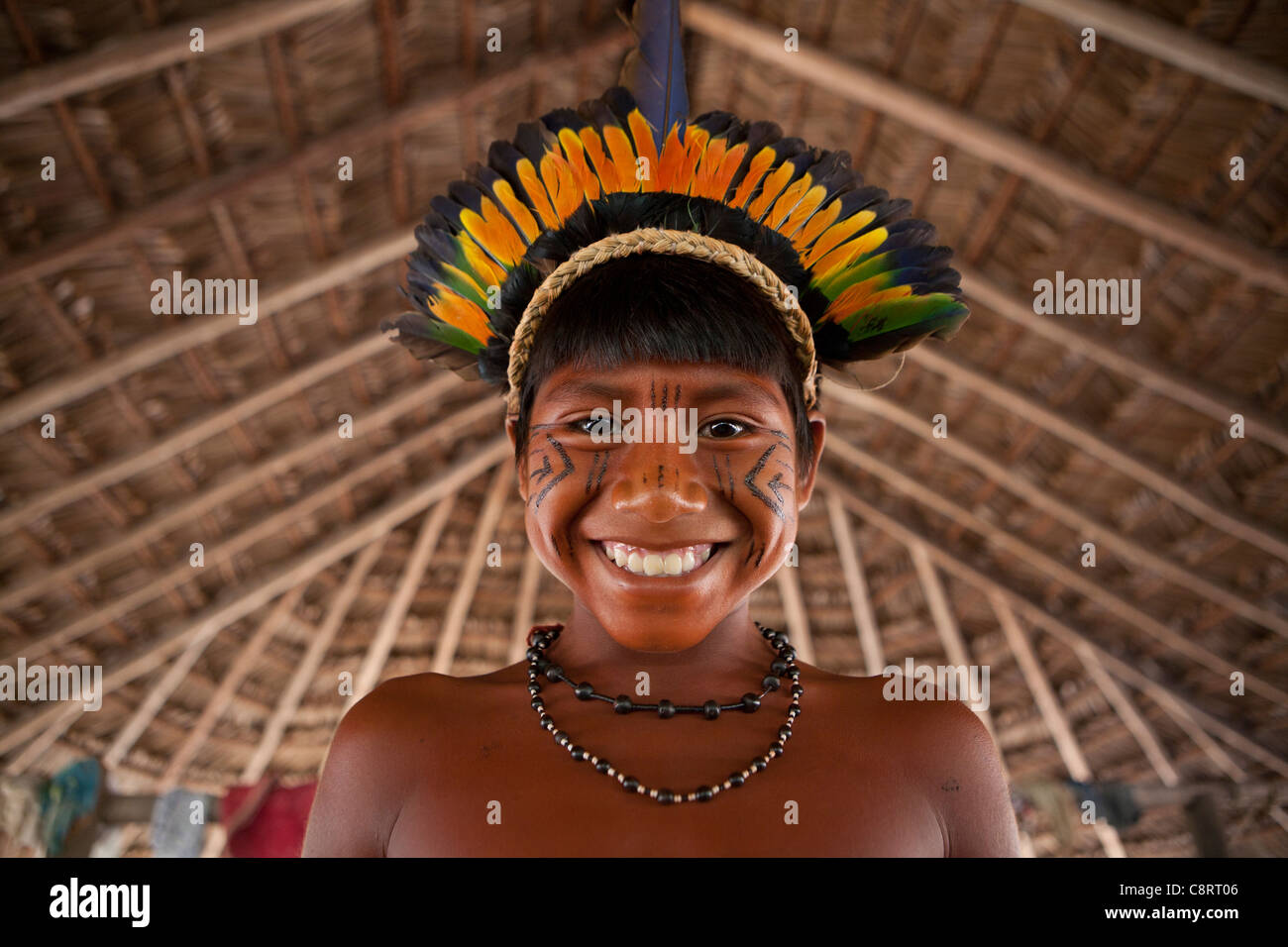 Xingu indians in the Amazone, Brazil Stock Photo - Alamy