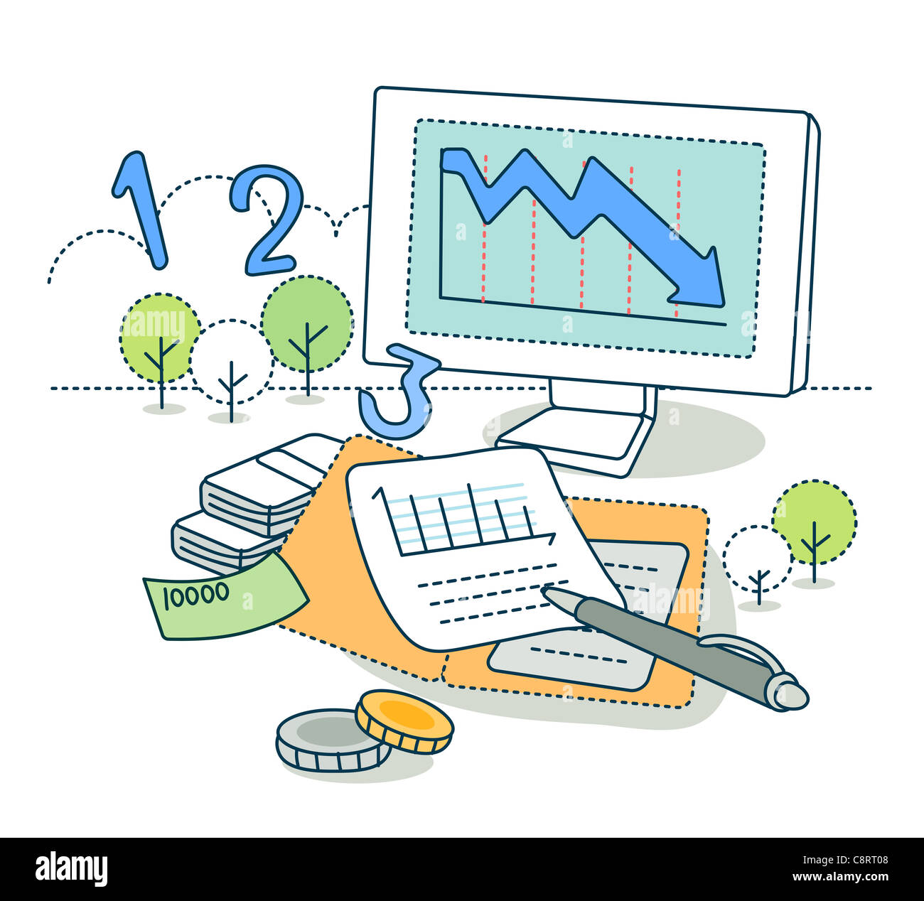 Illustration of business loss Stock Photo - Alamy