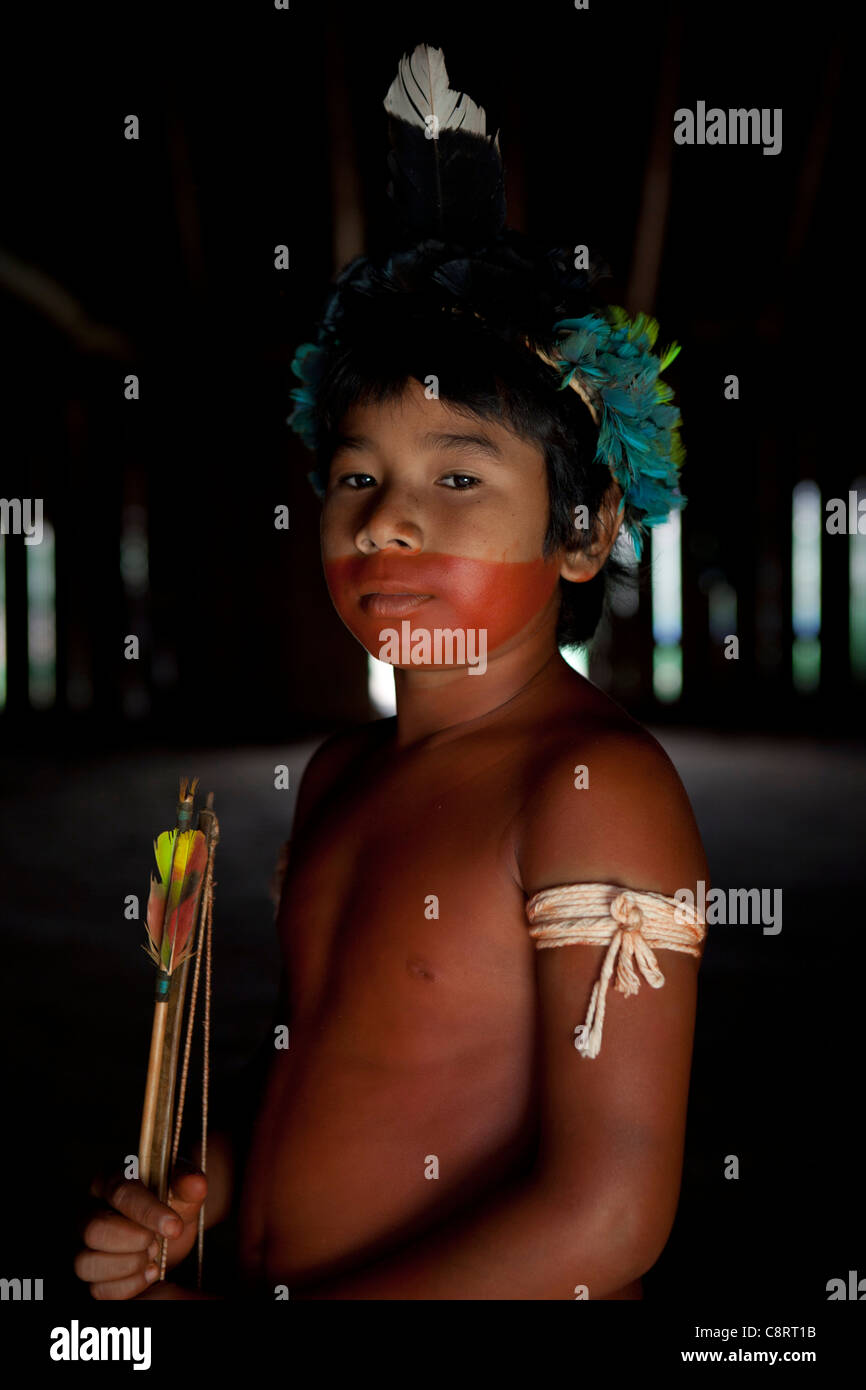 Xingu indians in the Amazone, Brazil Stock Photo - Alamy