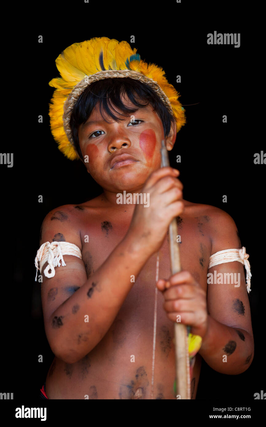 Xingu indians in the Amazone, Brazil Stock Photo - Alamy