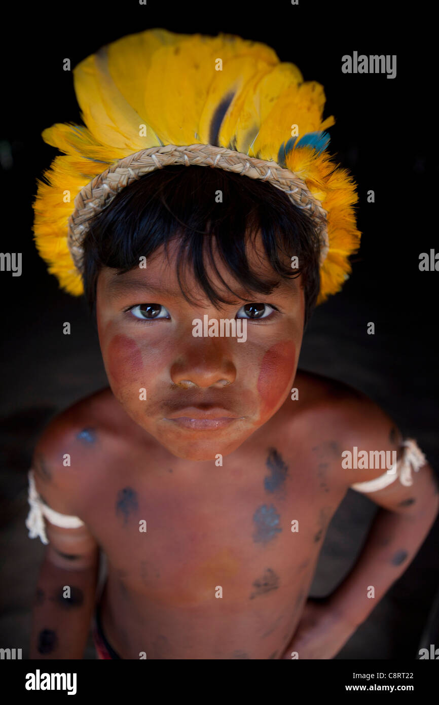 Xingu indians in the Amazone, Brazil Stock Photo - Alamy