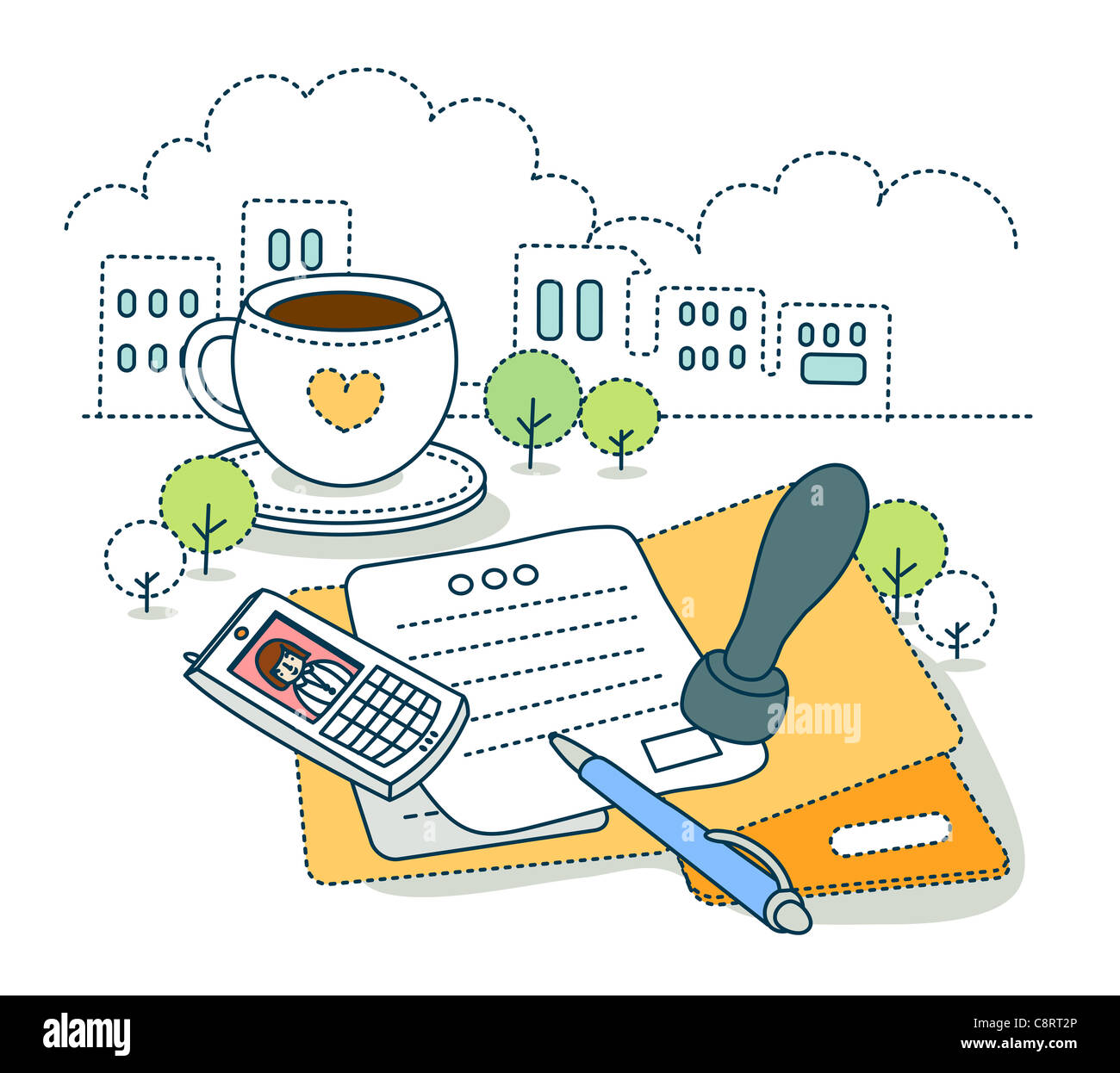 Illustration of stamp duty with building in background Stock Photo - Alamy