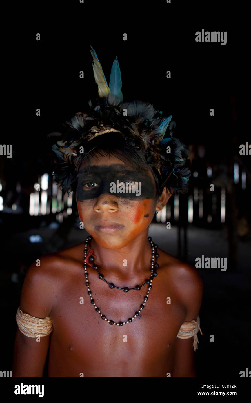 Xingu indians in the Amazone, Brazil Stock Photo - Alamy