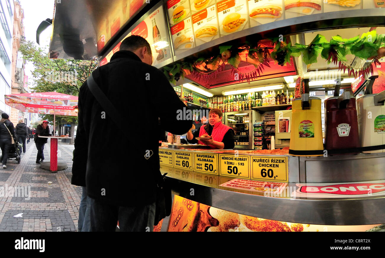 Prague, Czech Republic. Fast food stall, Wenceslas Square Stock Photo ...