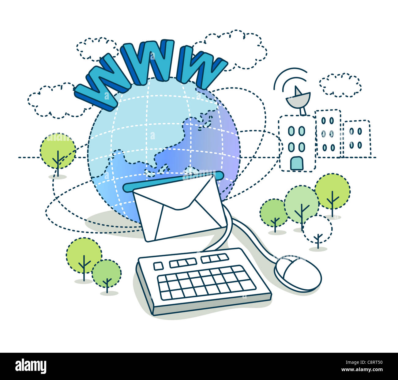 Illustration of message with world wide web Stock Photo - Alamy
