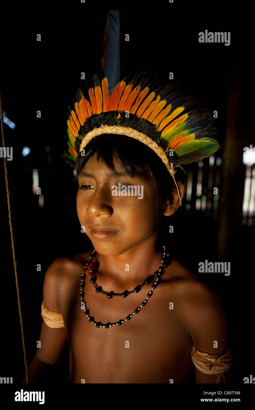 Xingu indians in the Amazone, Brazil Stock Photo - Alamy