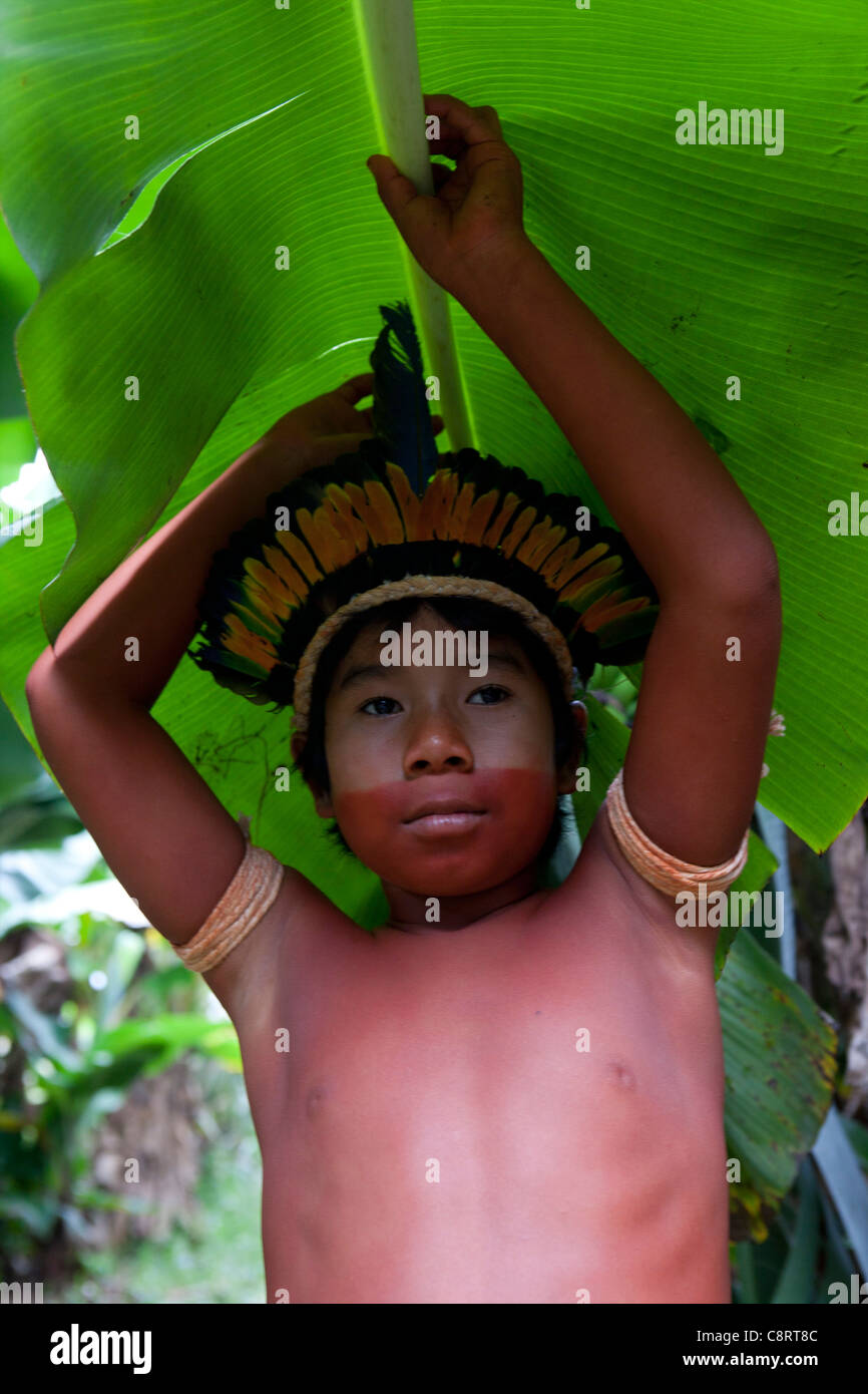 Xingu indians in the Amazone, Brazil Stock Photo - Alamy