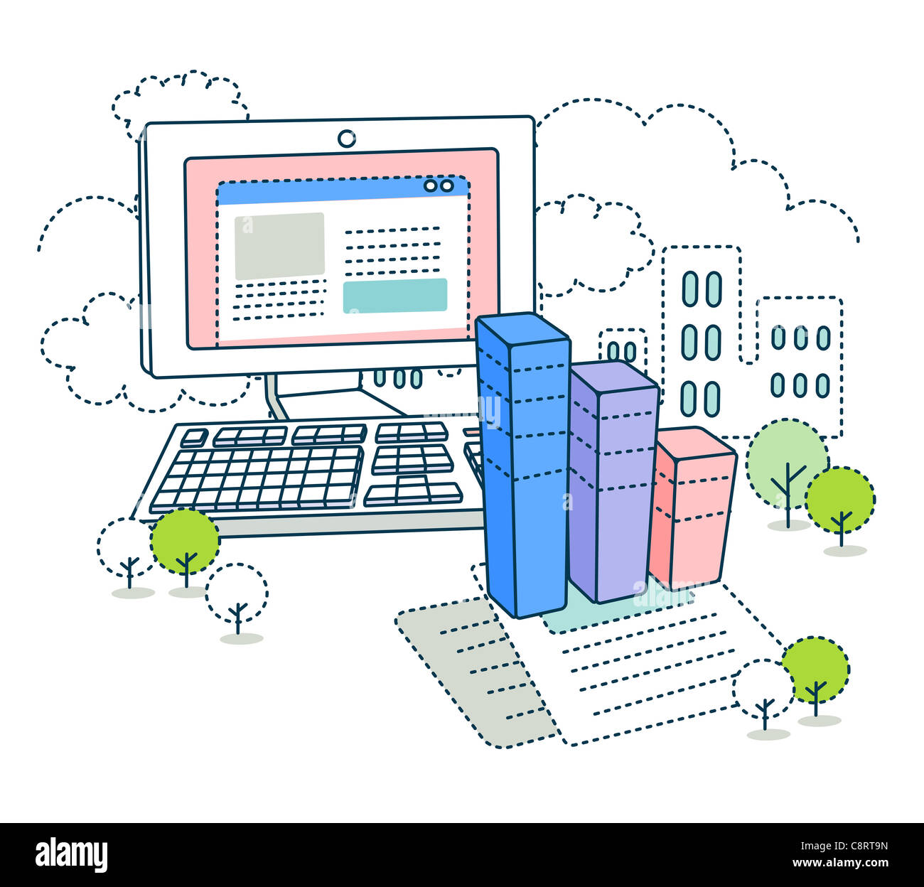 Success graph with computer in the background Stock Photo - Alamy