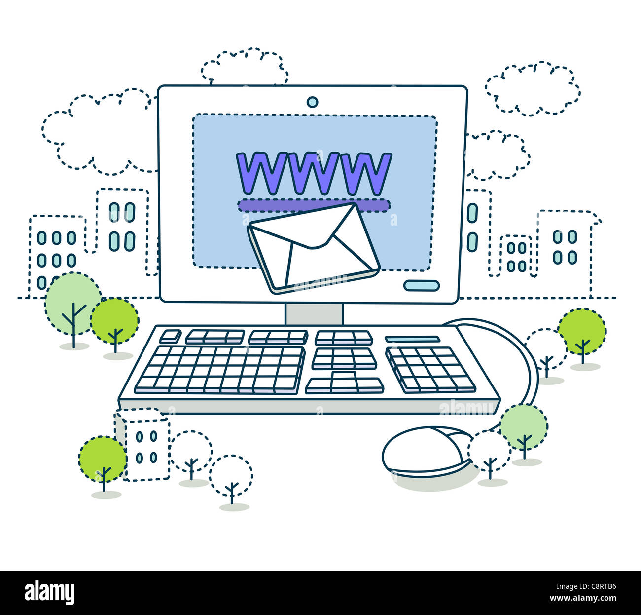 Illustration of e-mail on computer screen Stock Photo - Alamy