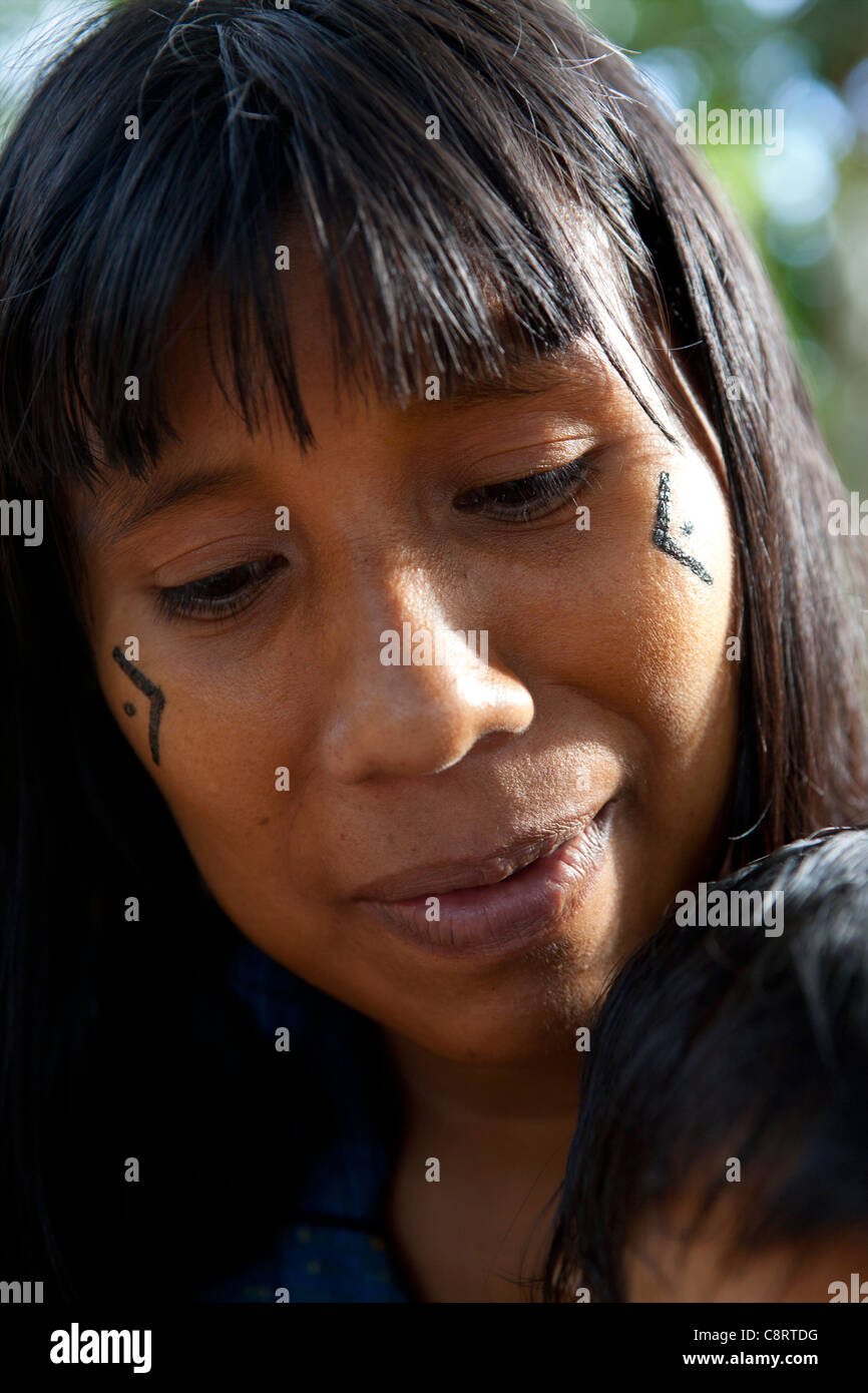 Xingu indians in the Amazone, Brazil Stock Photo - Alamy