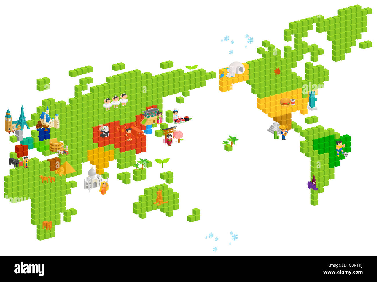 Map Blocks And Travel Destination Stock Photo - Alamy