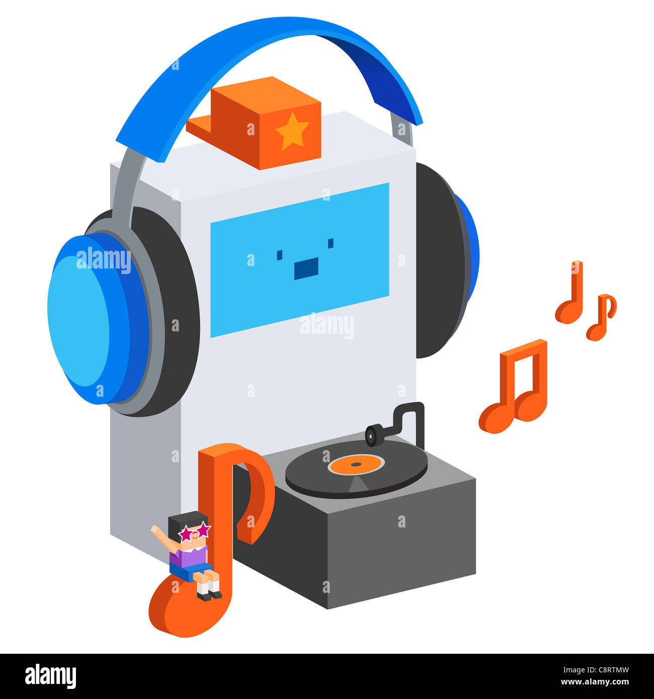 Headphone And Recorder Stock Photo - Alamy