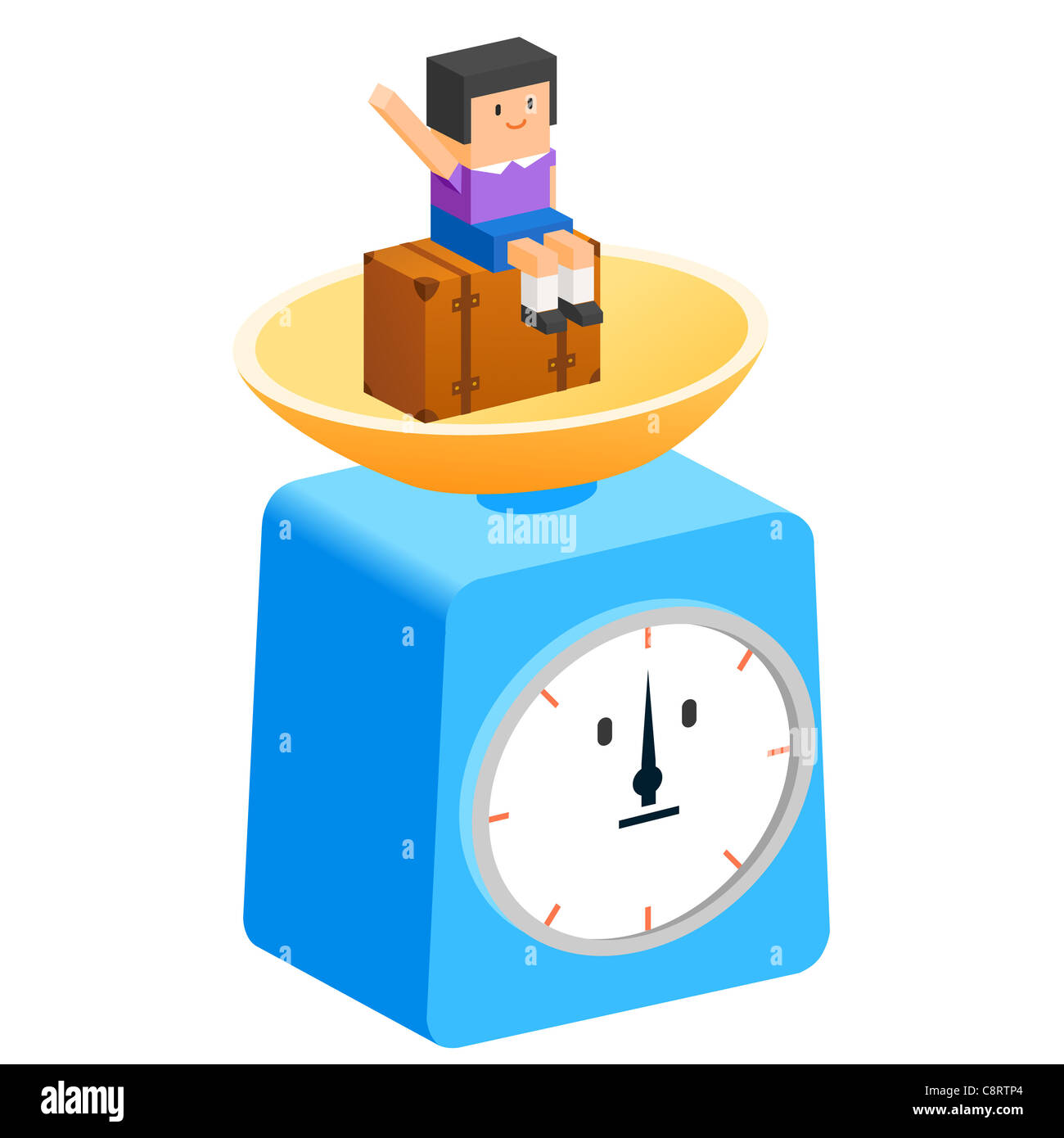Girl On Weighing Scale Stock Photo - Alamy