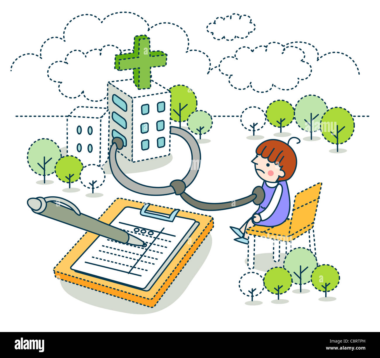Illustration of a girl getting medical check up Stock Photo - Alamy