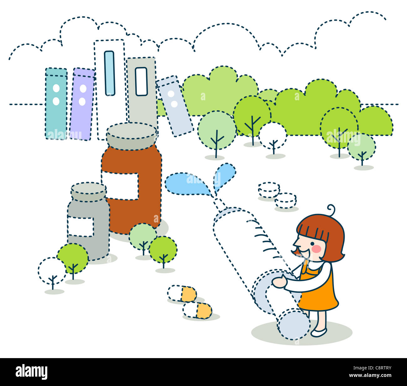 Happy girl with syringe Stock Photo - Alamy