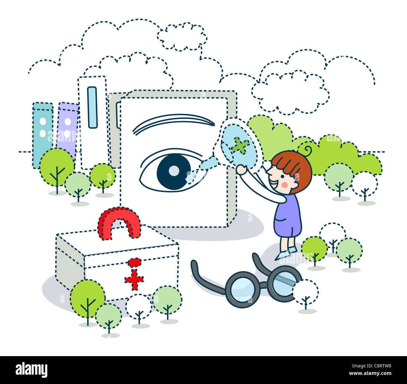Girl using eye drops Stock Photo - Alamy
