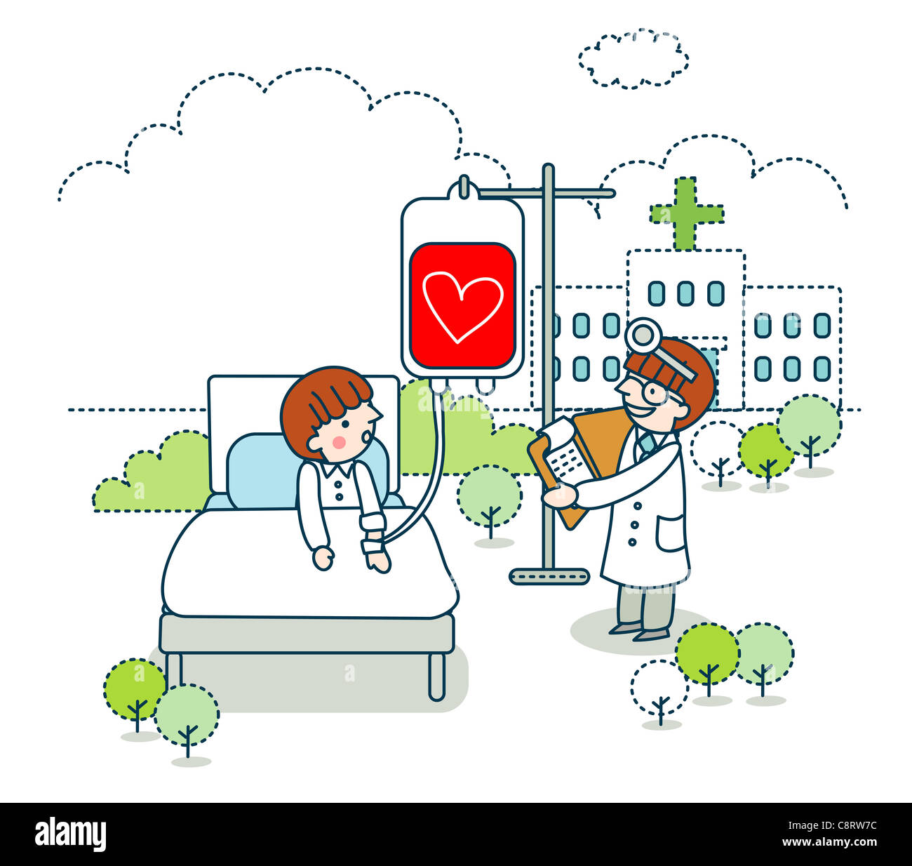Illustration of doctor and patient Stock Photo - Alamy