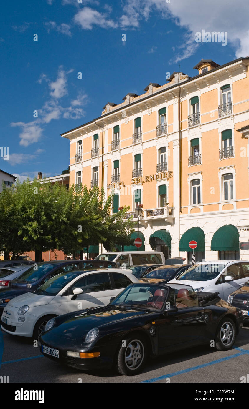 parked cars outside the Hotel Splendide, Bellagio, Como, Italy Stock ...