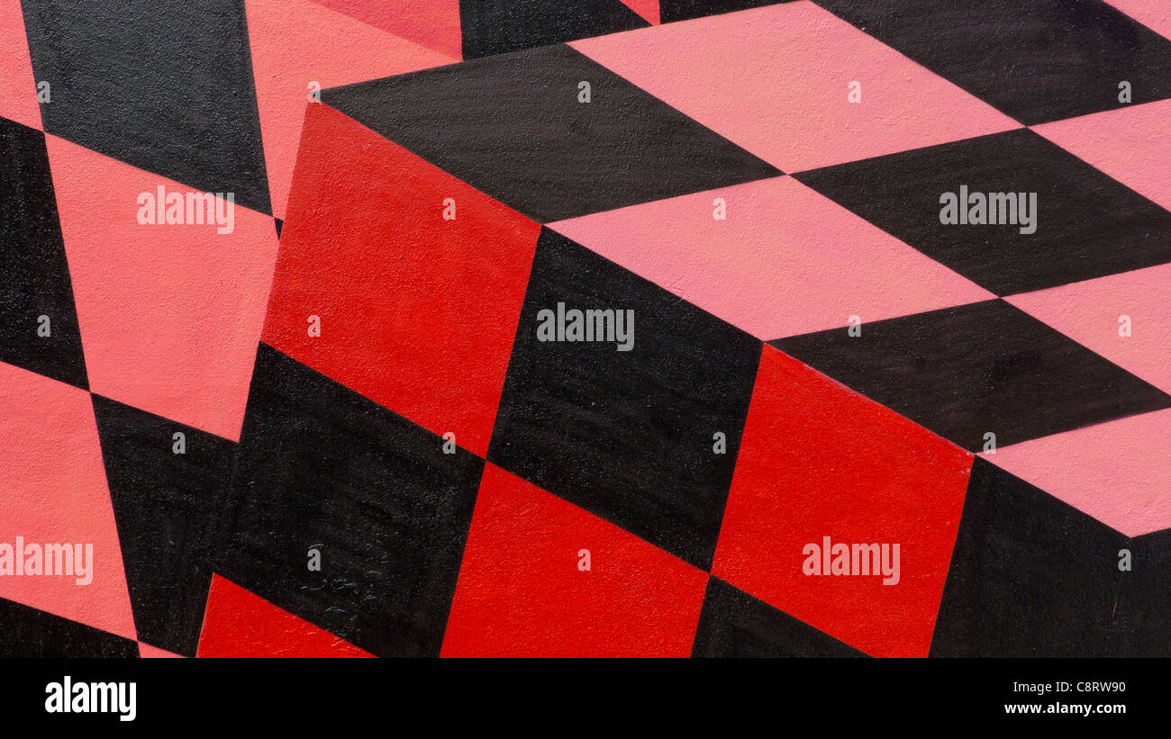 Red, pink and black block pattern Stock Photo - Alamy