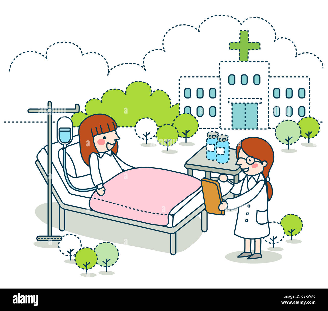 Doctor checking report of patient Stock Photo - Alamy