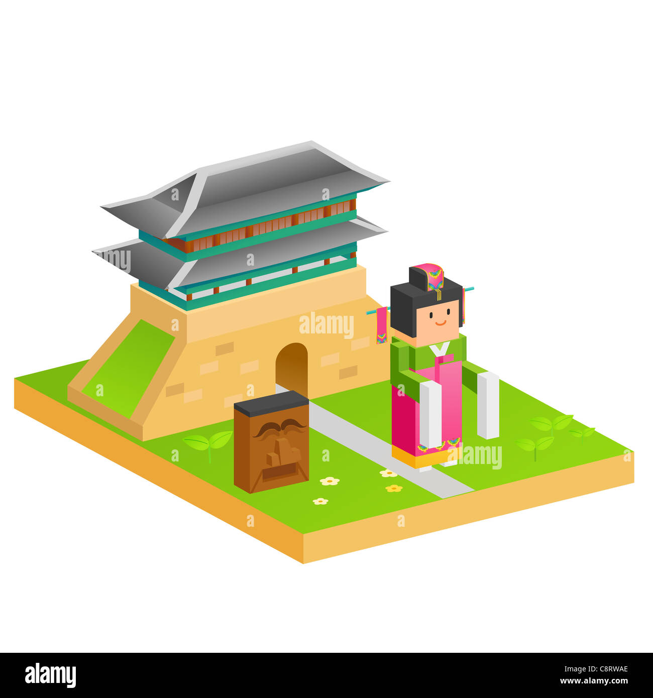 Korean Woman Poses In Traditional Hanbok Clothing Stock Photo - Alamy