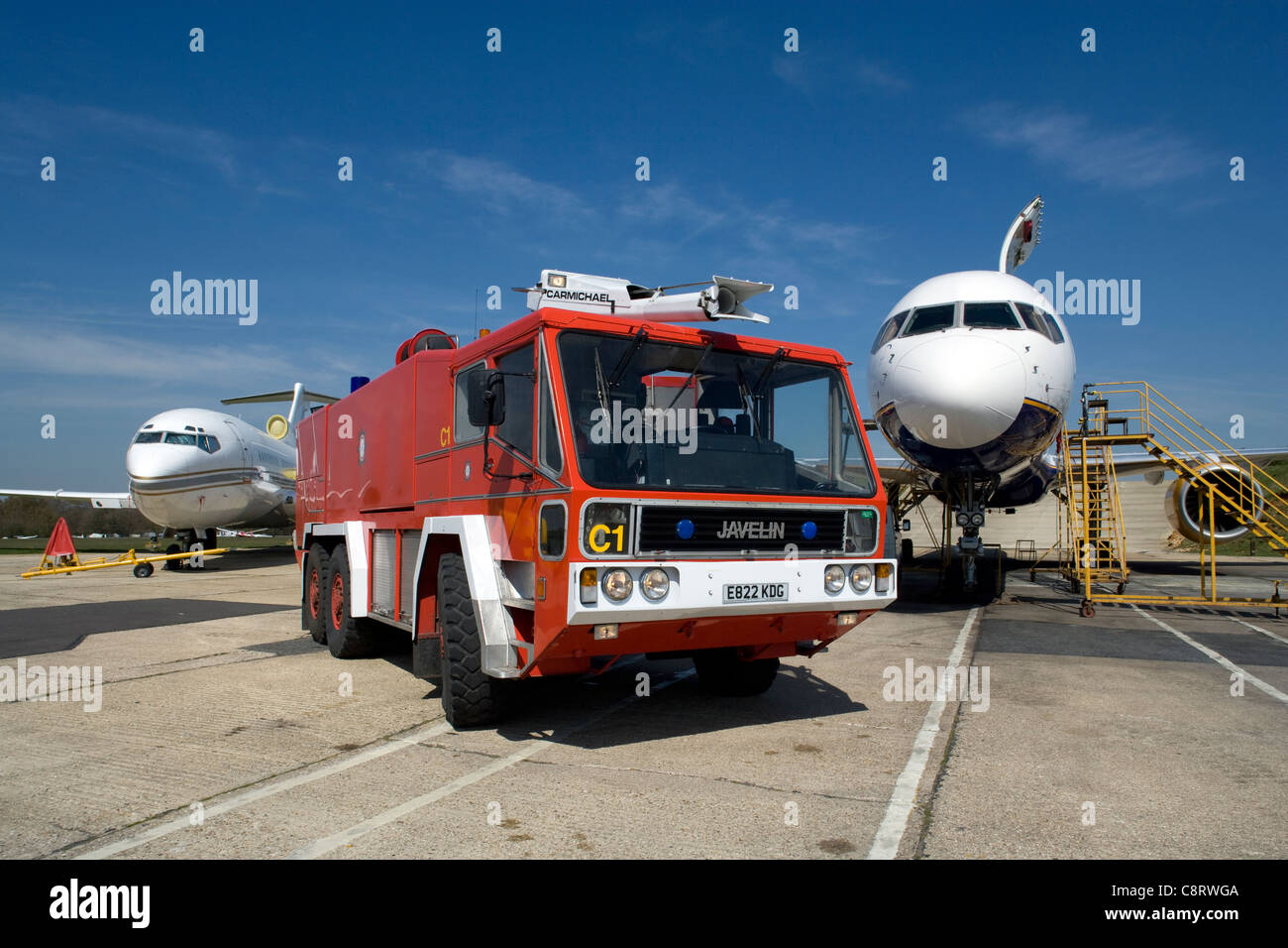 airfield fire tender on apron Stock Photo - Alamy