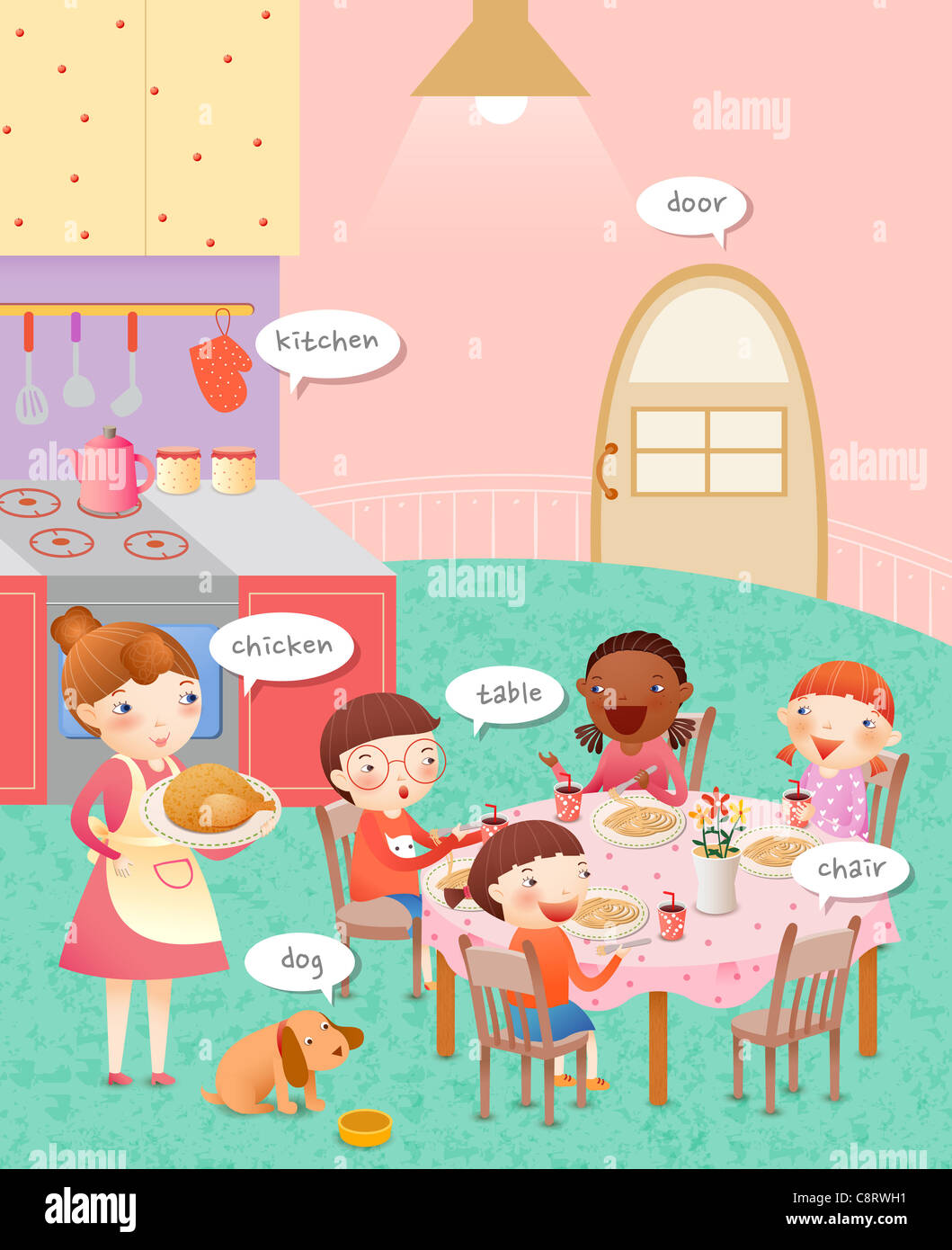 Children Enjoying Dinner Stock Photo - Alamy
