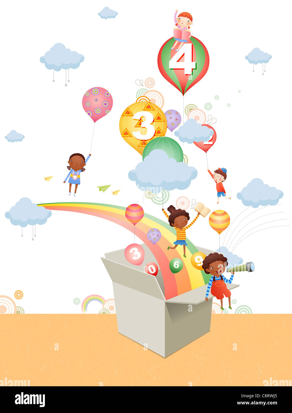 Children Playing With Numbers Stock Photo - Alamy