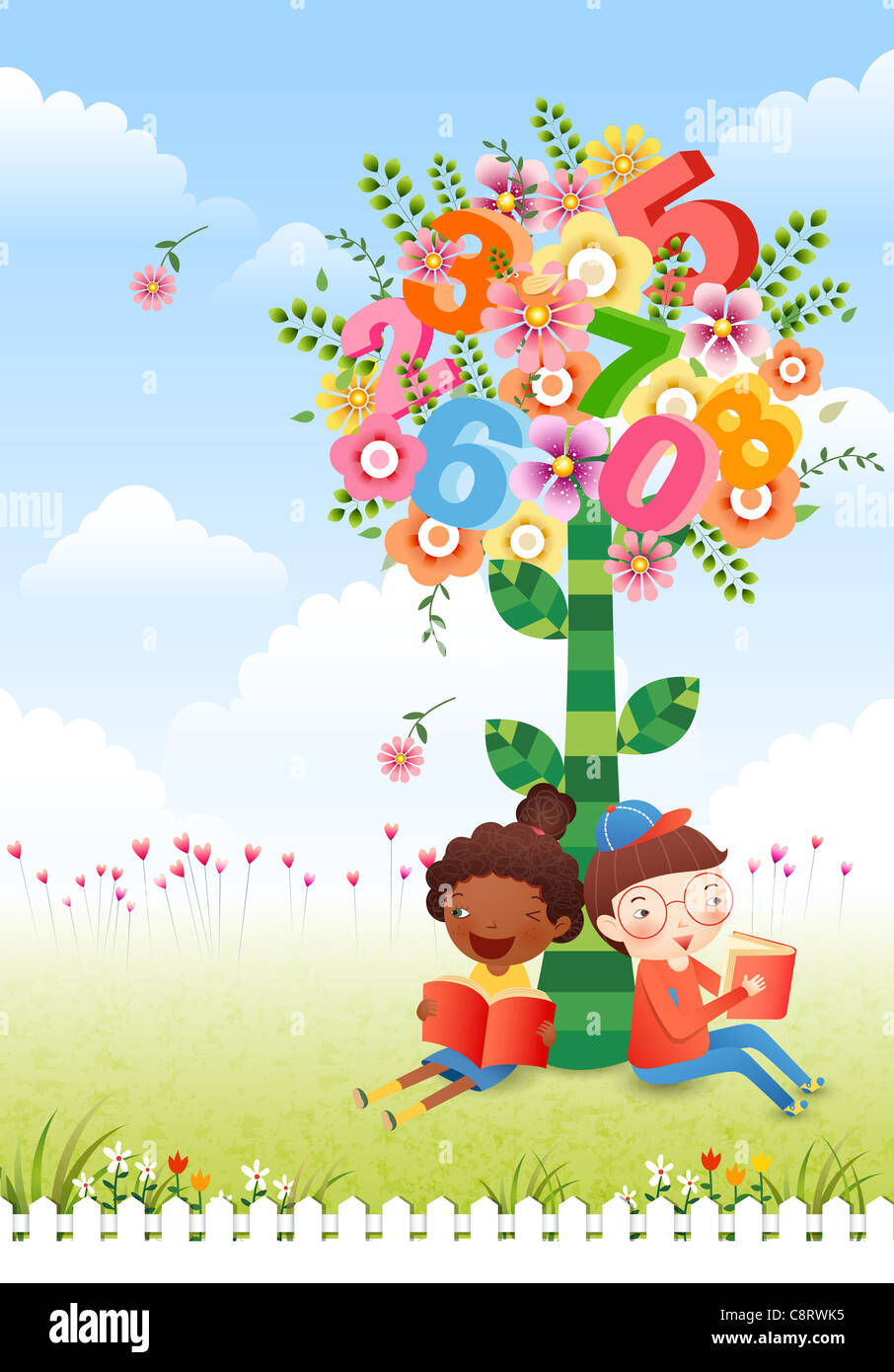 Children Sitting Under Tree Stock Photo - Alamy